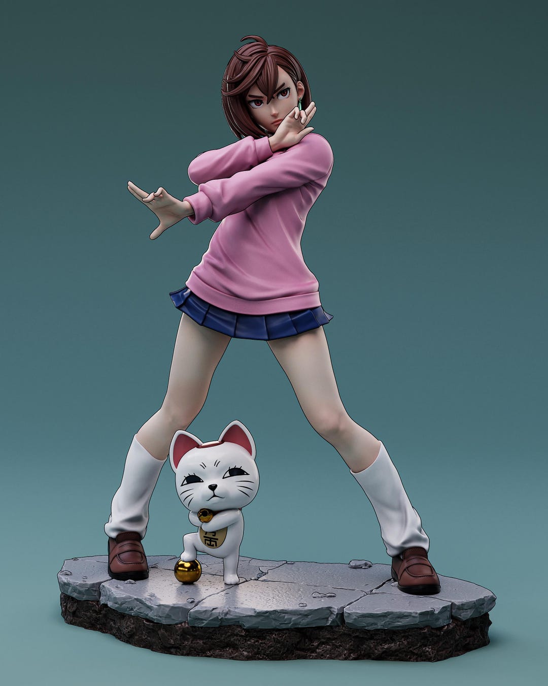 Anime Girl STL Model | Detailed 3D Print File | Cute Pose Statue ...
