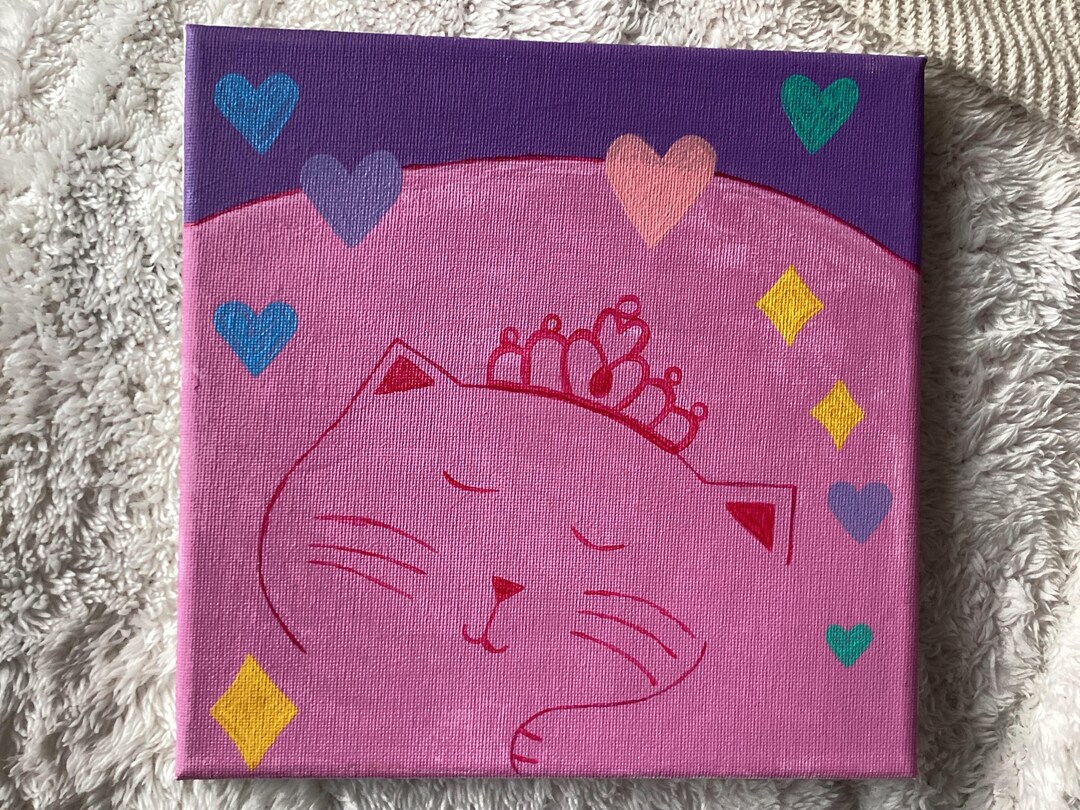 Pink Princess Cat Painting - Etsy