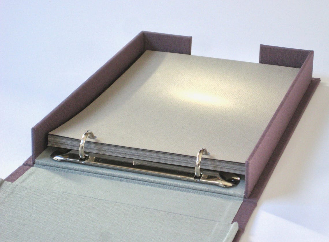 Photo Album Clamshell Box Portfolio Heather and Gray | Etsy