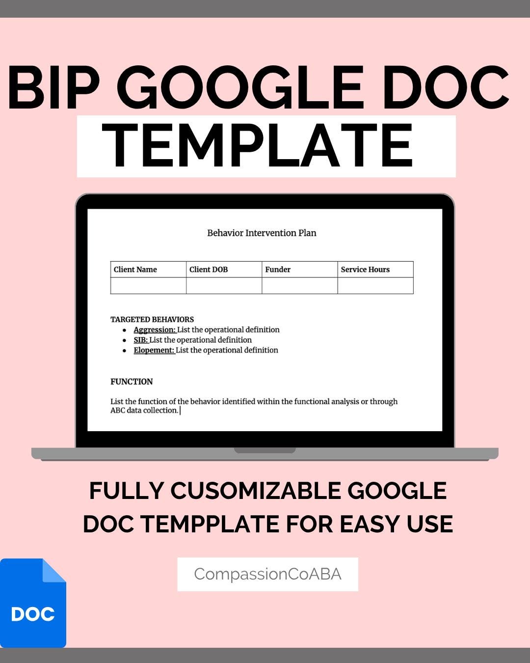 Behavior Intervention Plan - Editable Google Doc Template - Etsy