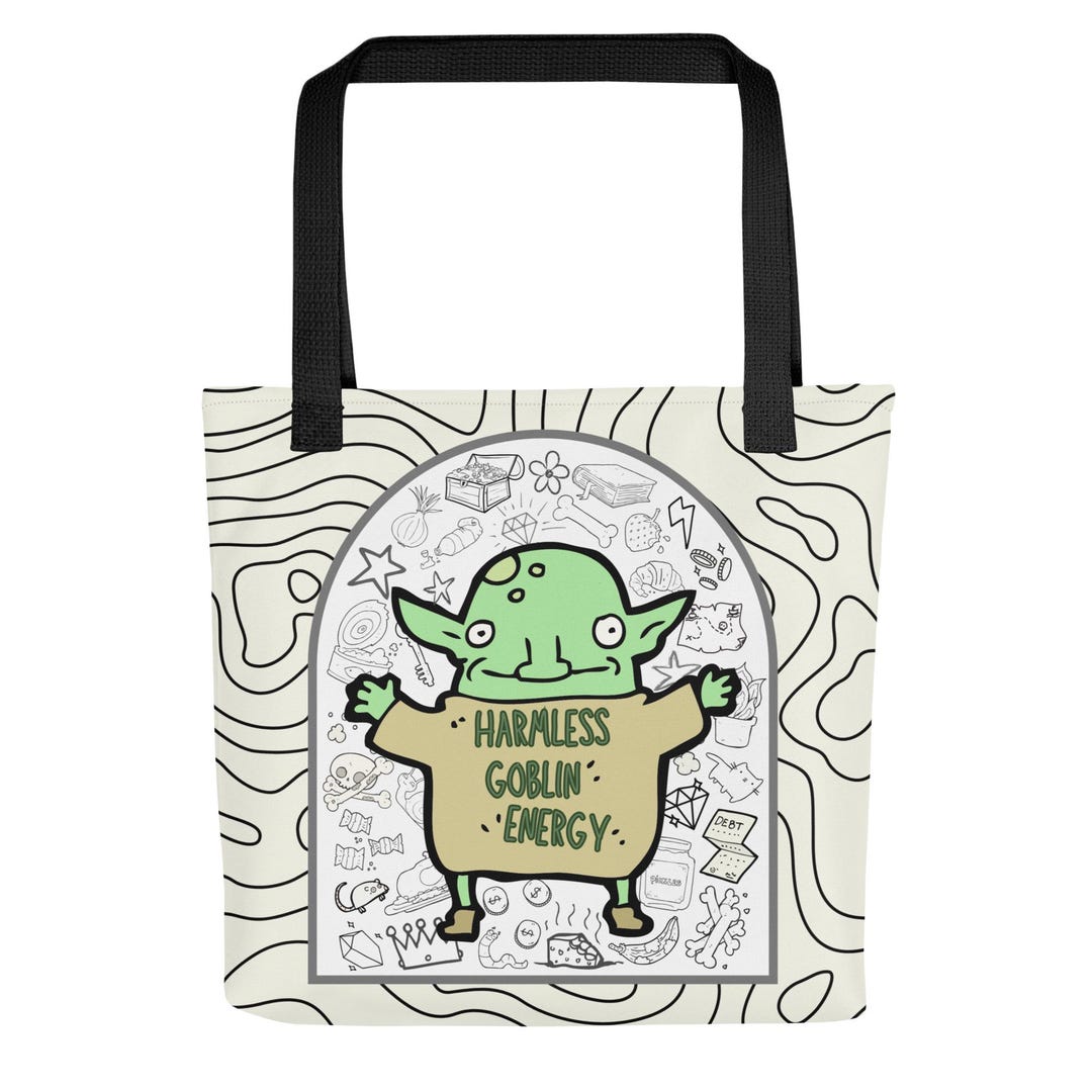 Harmless Goblin Energy Tote Bag | Funny Goblincore Carryall | Slightly ...
