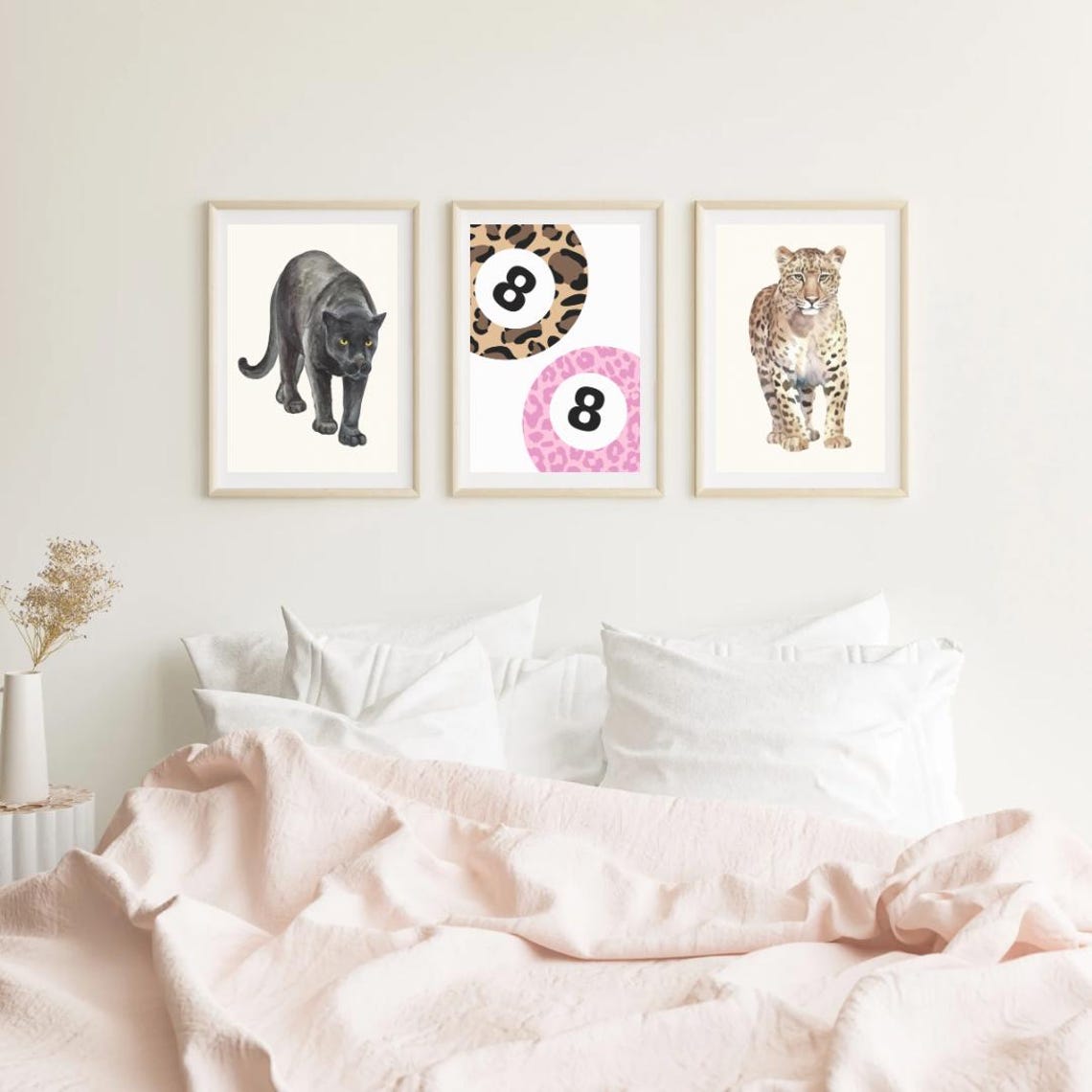 Leopard Print 8 Ball Digital Wall Art Design Trendy Minimalistic Pink ...