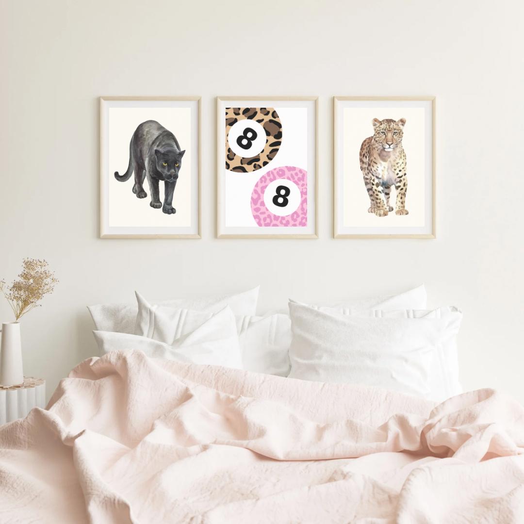 Leopard Print 8 Ball Digital Wall Art Design Trendy Minimalistic Pink ...