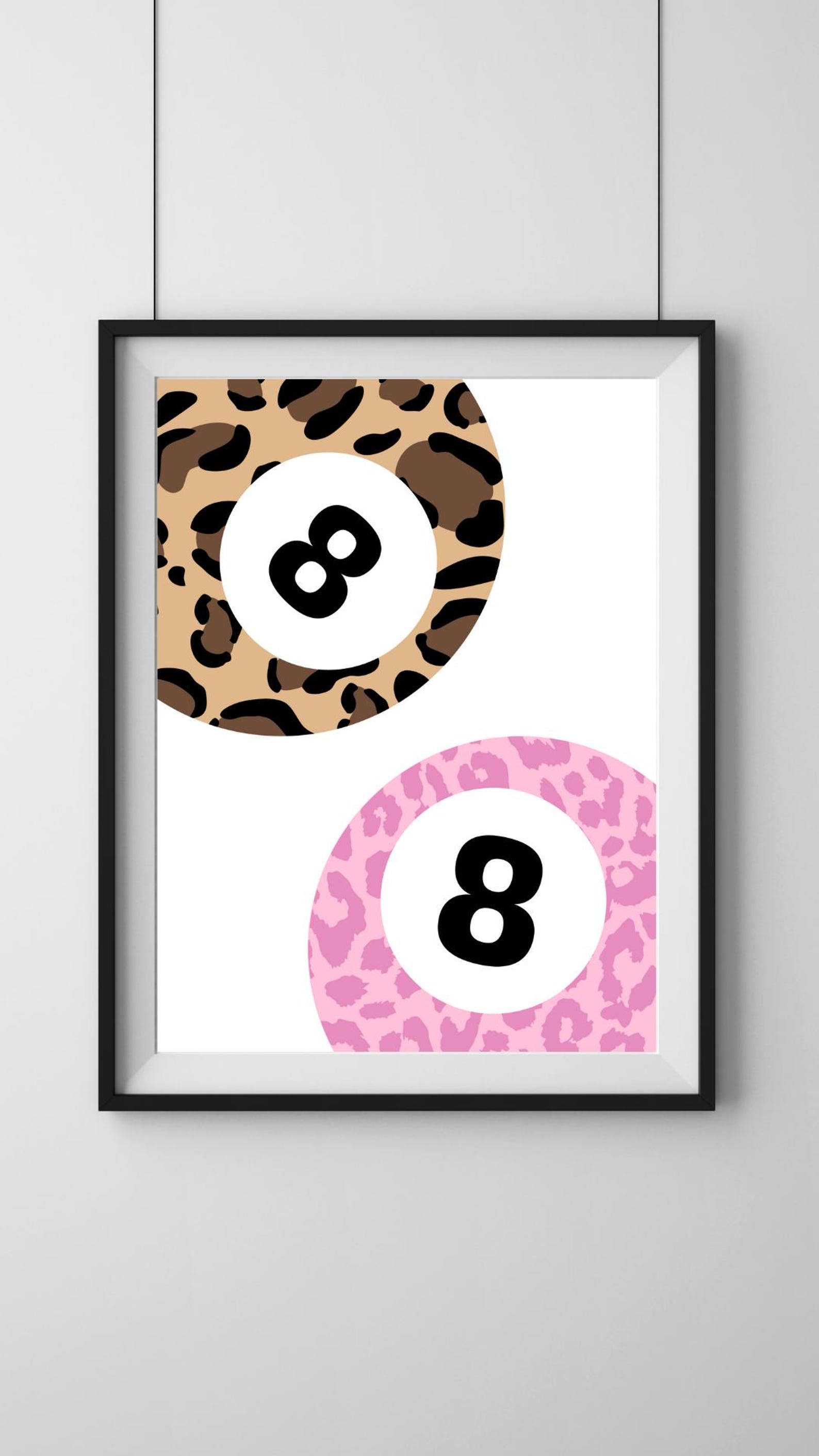 Leopard Print 8 Ball Digital Wall Art Design Trendy Minimalistic Pink ...