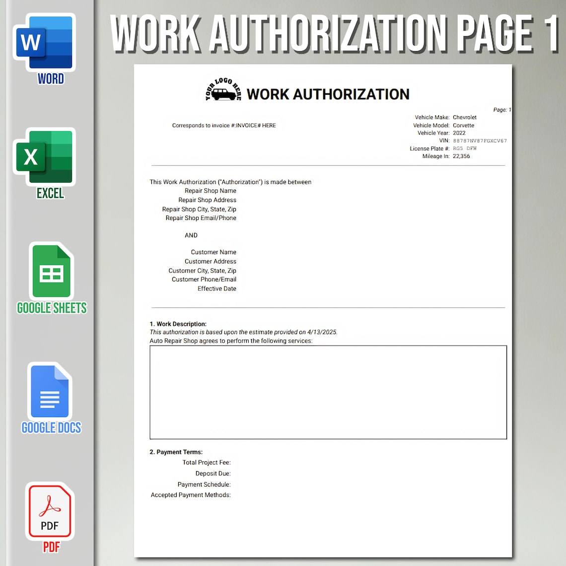 Body Shop Repair Estimate Template, Auto Repair Estimate Template ...