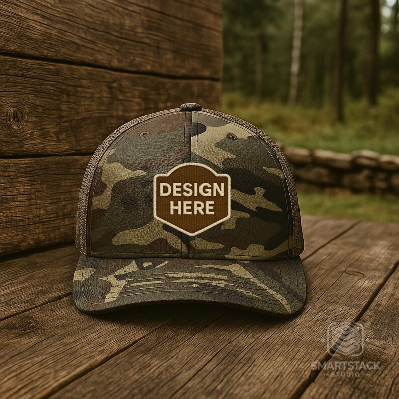 Otto 105-1247 Trucker Hat Mock up Bundle, Camo Mock up Cap, Cap Mockup ...