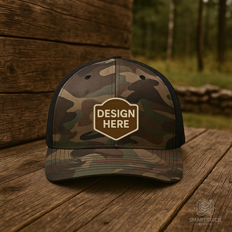 Otto 105-1247 Trucker Hat Mock up Bundle, Camo Mock up Cap, Cap Mockup ...