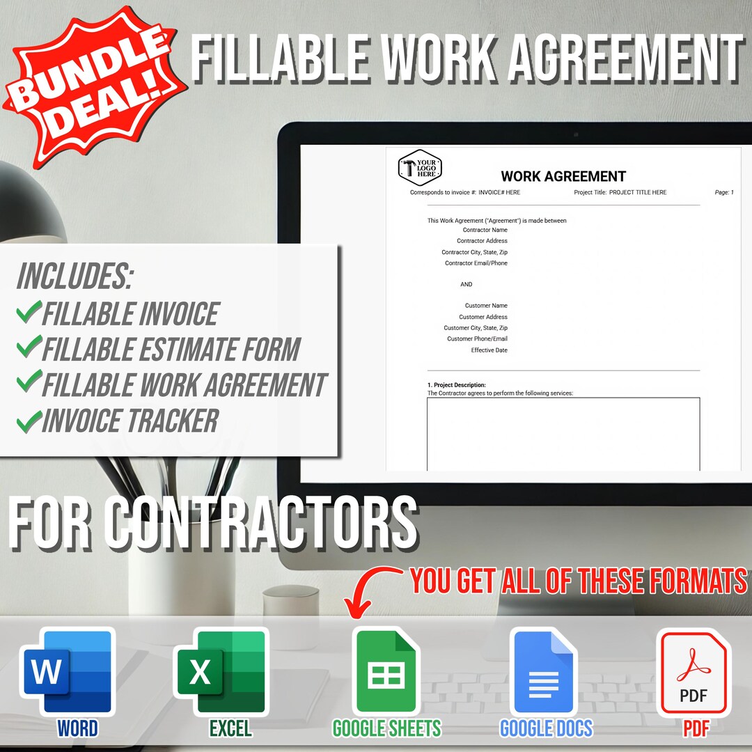Contractor Employment Agreement Template, Work Agreement Template ...