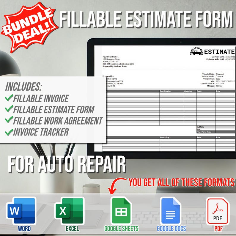 Body Shop Repair Estimate Template, Auto Repair Estimate Template ...