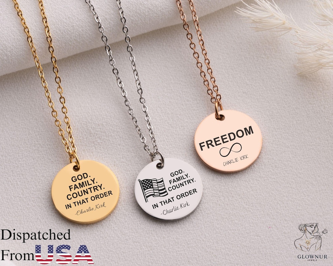 God Family Country Necklace Charlie Kirk Remembrance Tee Christian ...