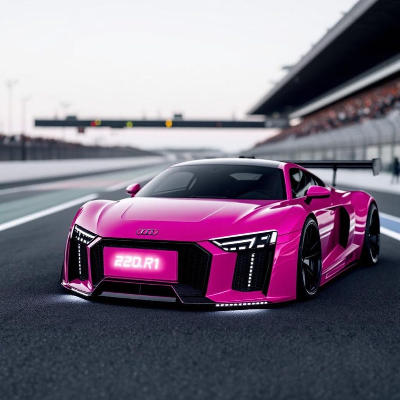 Hot Pink Audi R8 Supercar Wall Art – Futuristic Sports Car Print for ...