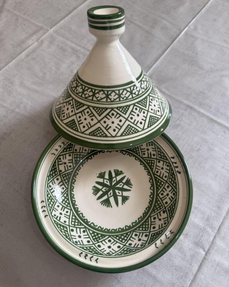 Handmade Moroccan Tagine: Engraved Glazed Ceramic Serving Dish, Boho ...