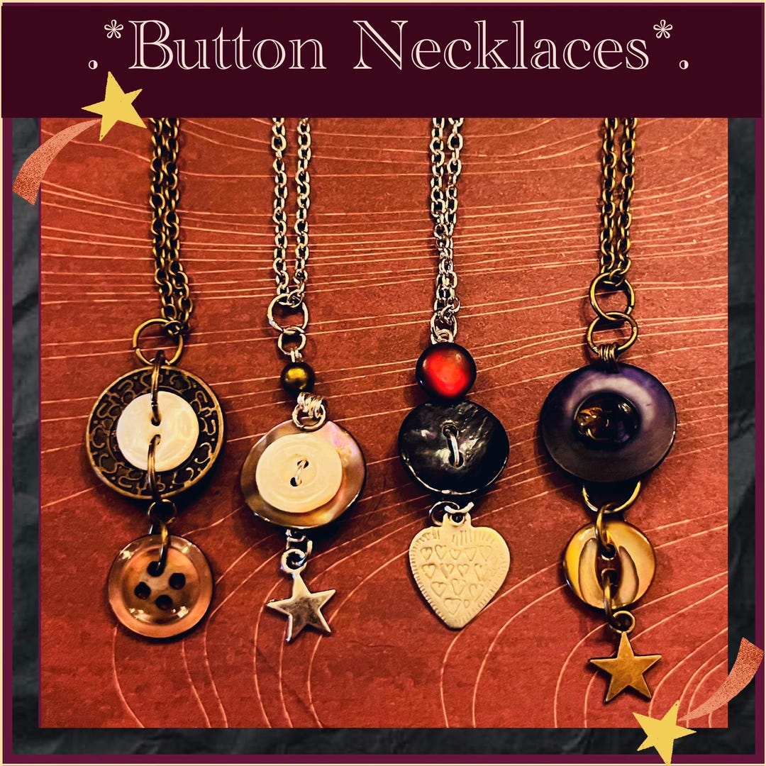 Button Necklaces - Mother of Pearl, Shell, Stars, Bronze, Silver ...