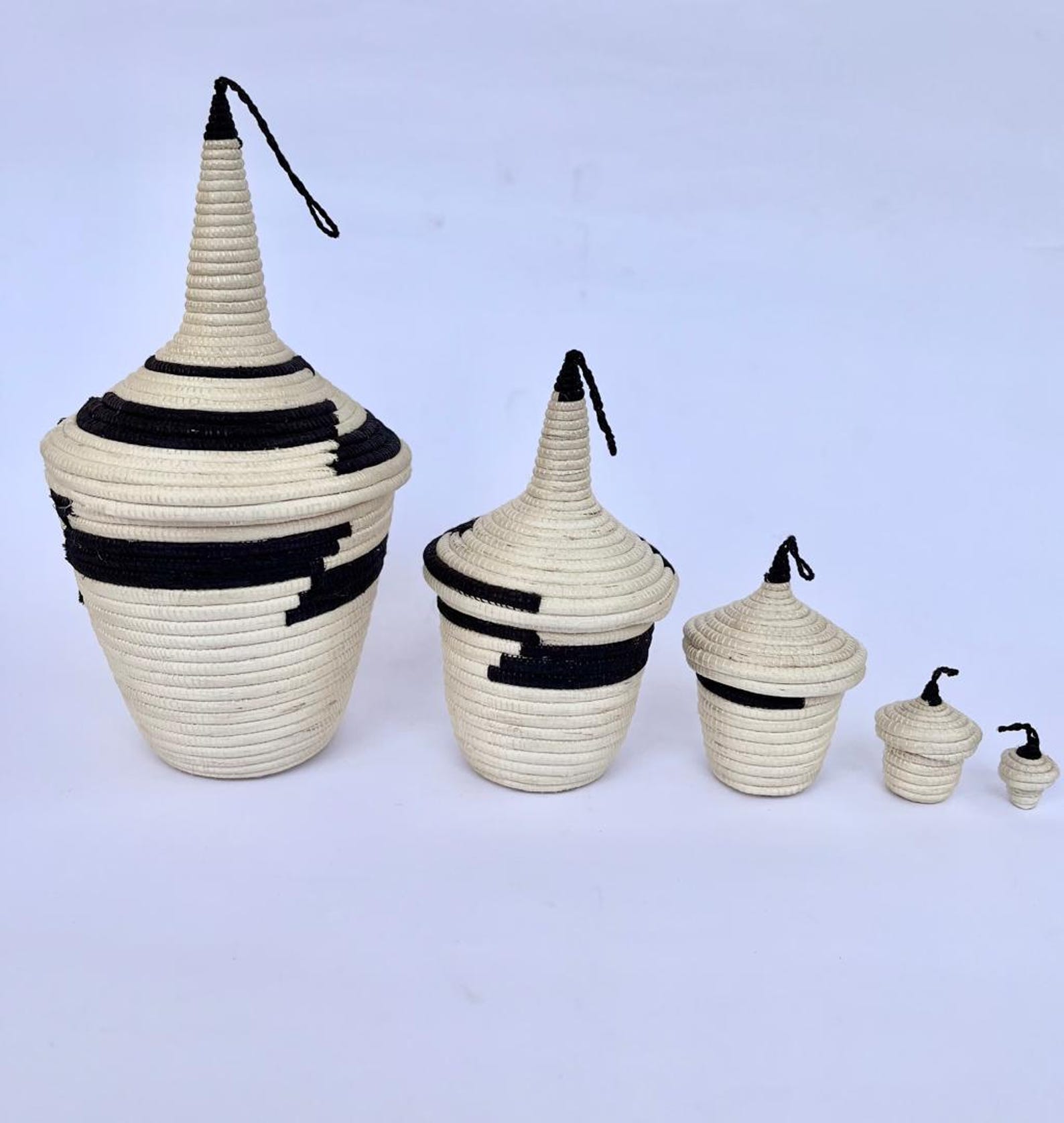 Bundle of 5 (black and White) African Storage Sisal Baskets (agaseke ...