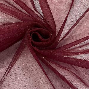 Burgundy Glitter Shiny Shimmer Tulle Fabric Sparkle Sheer Bridal Net ...