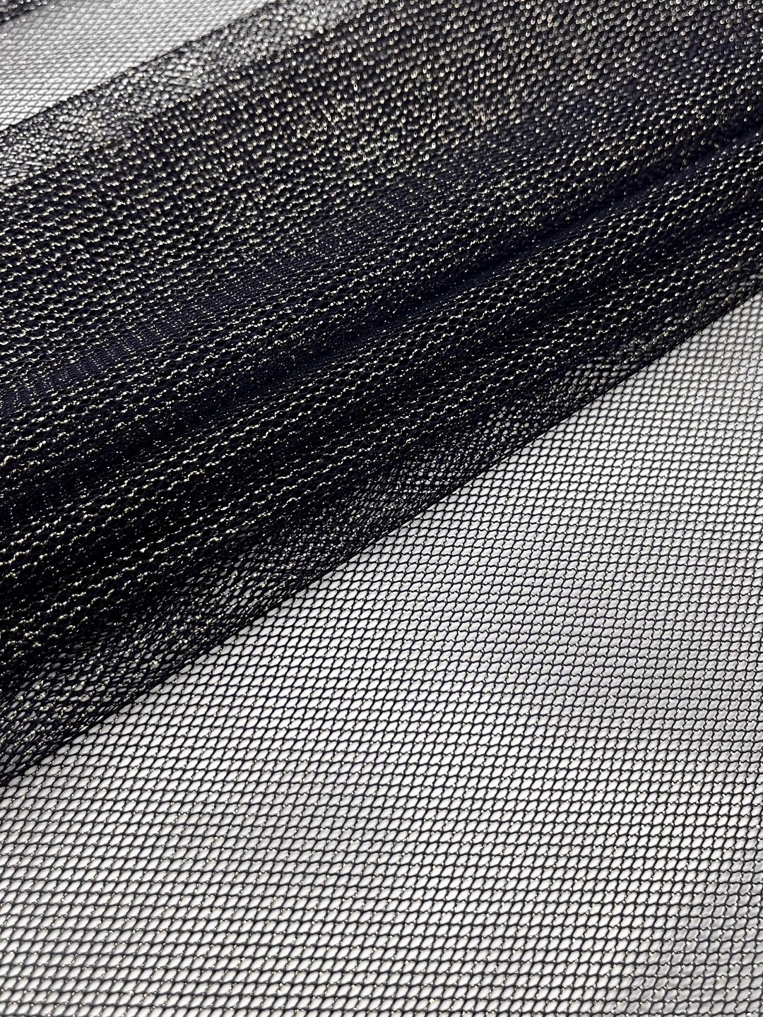 Navy Blue Gold Metallic English Netting Fabric Super-soft Netting by ...