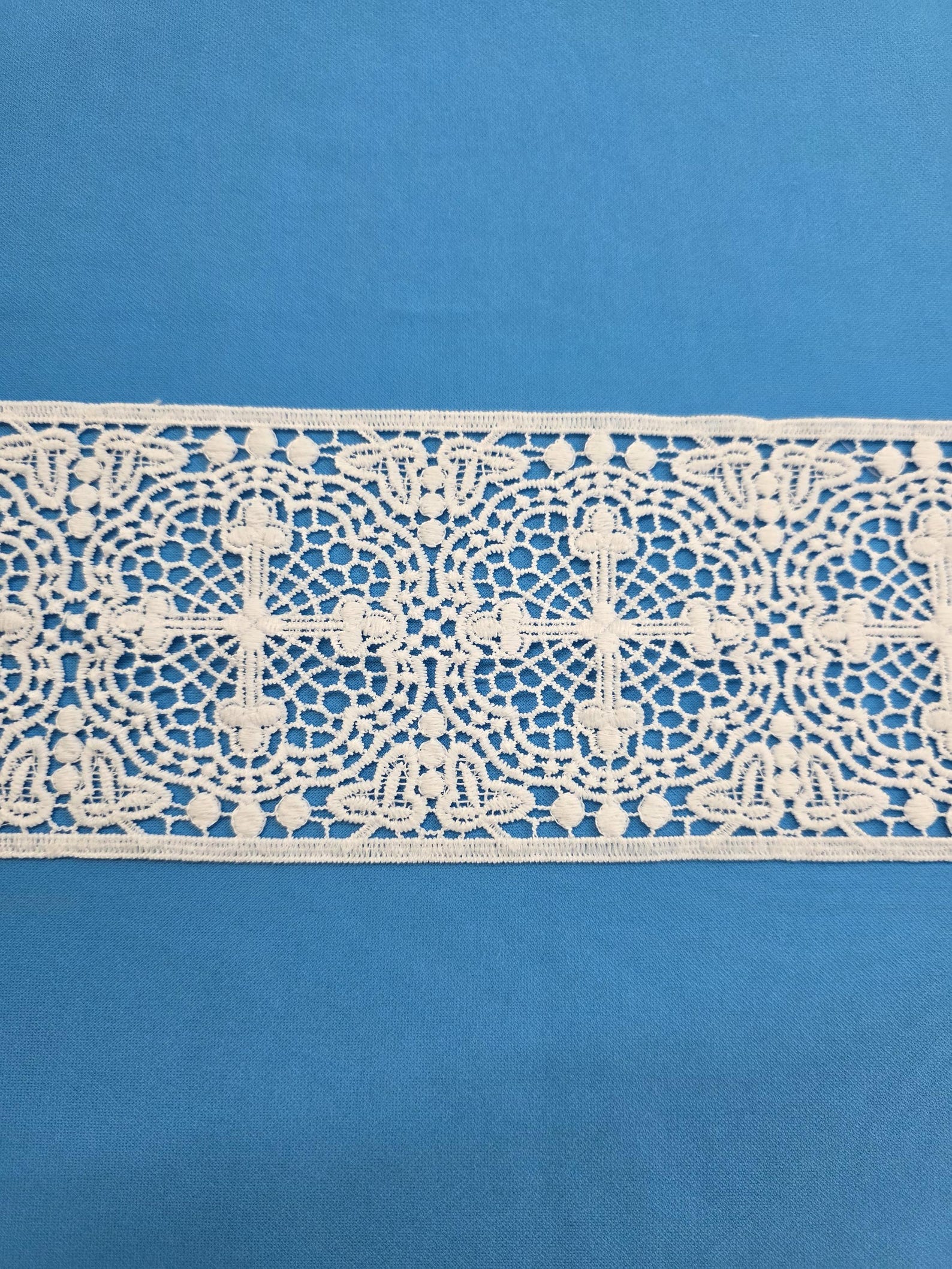 White Marian Lace Liturgical Trim: Cross Design, 4.5" Wide - Etsy