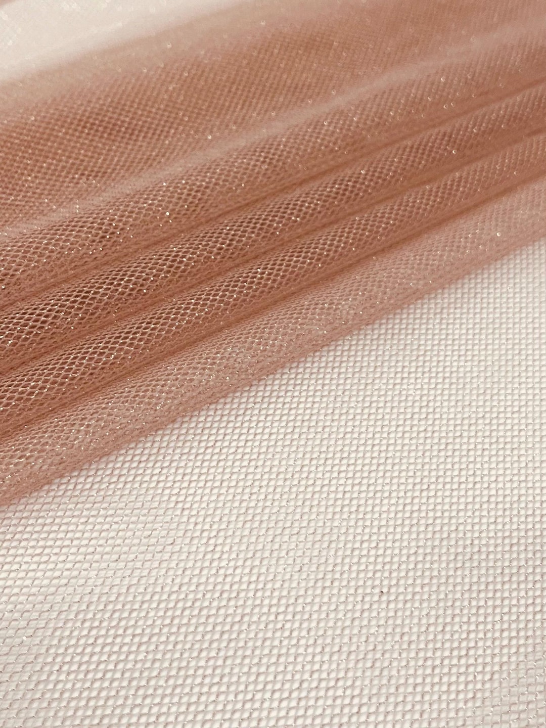 Blush Rose Gold Metallic English Netting Fabric Super-soft Netting by ...