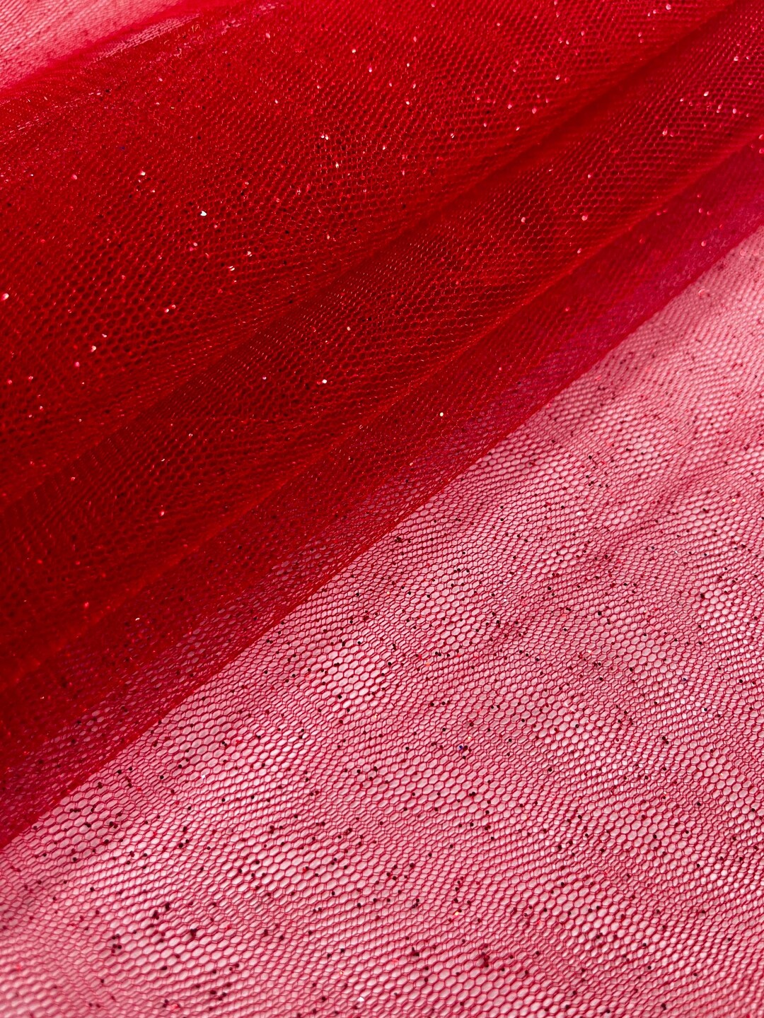 Red Glitter Tulle Fabric: Sparkle Sheer Net for Dress, Crafts, Costume ...