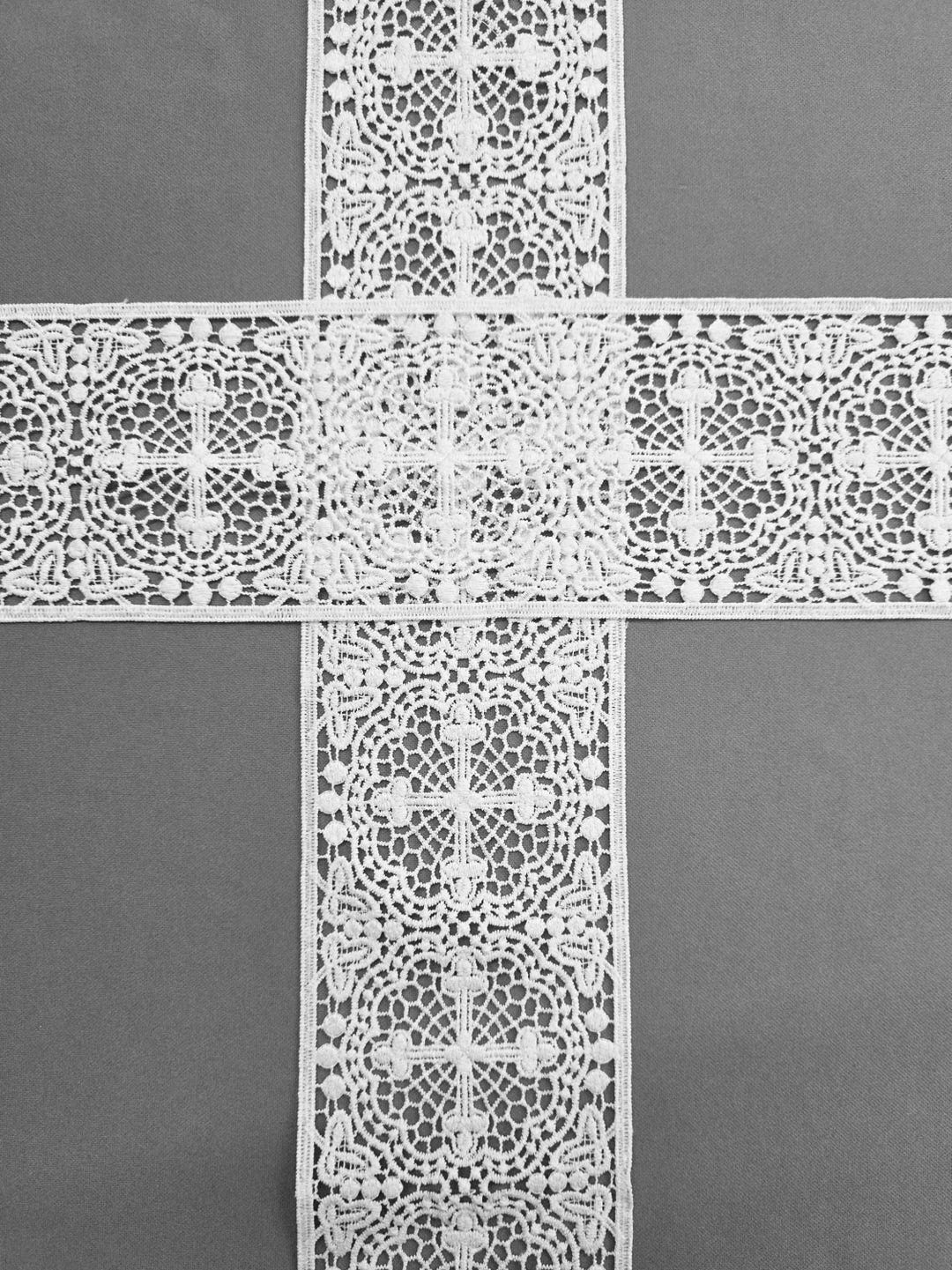 White Marian Lace Liturgical Trim: Cross Design, 4.5" Wide - Etsy