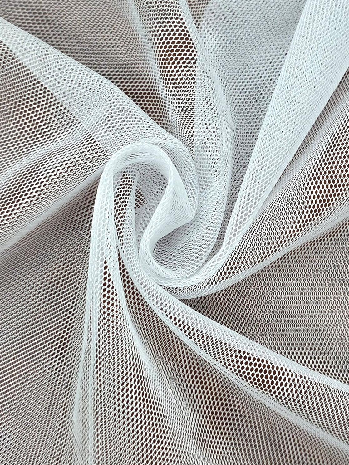 White English Net Fabric: Soft Sheer Polyester - 60" Wide, Wedding ...