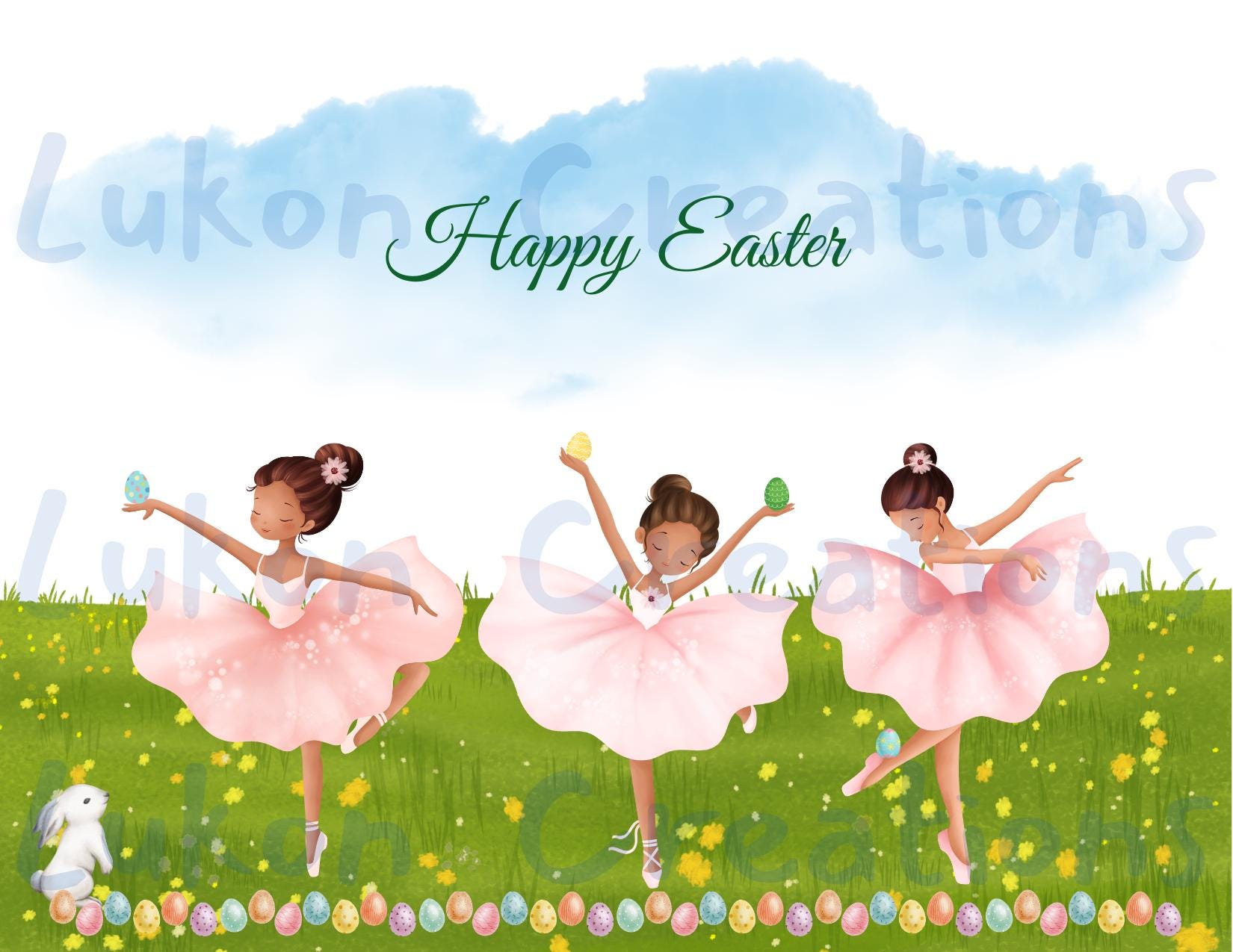 Easter Ballerina Card – Instant Download, Printable Ballet Easter ...