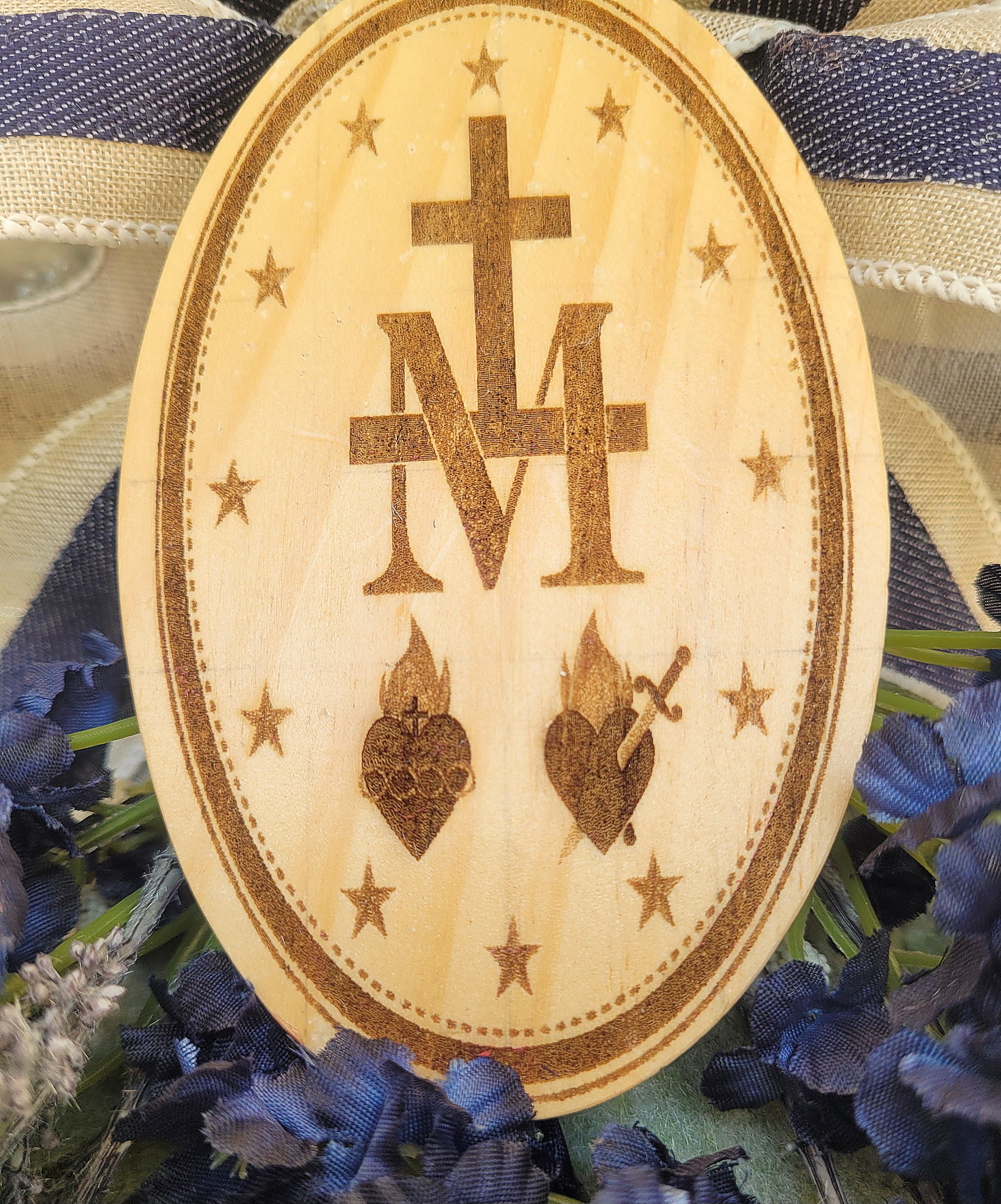 Teardrop Swag Wreath Miraculous Medal Catholic Swag Wreath Marian Decor ...