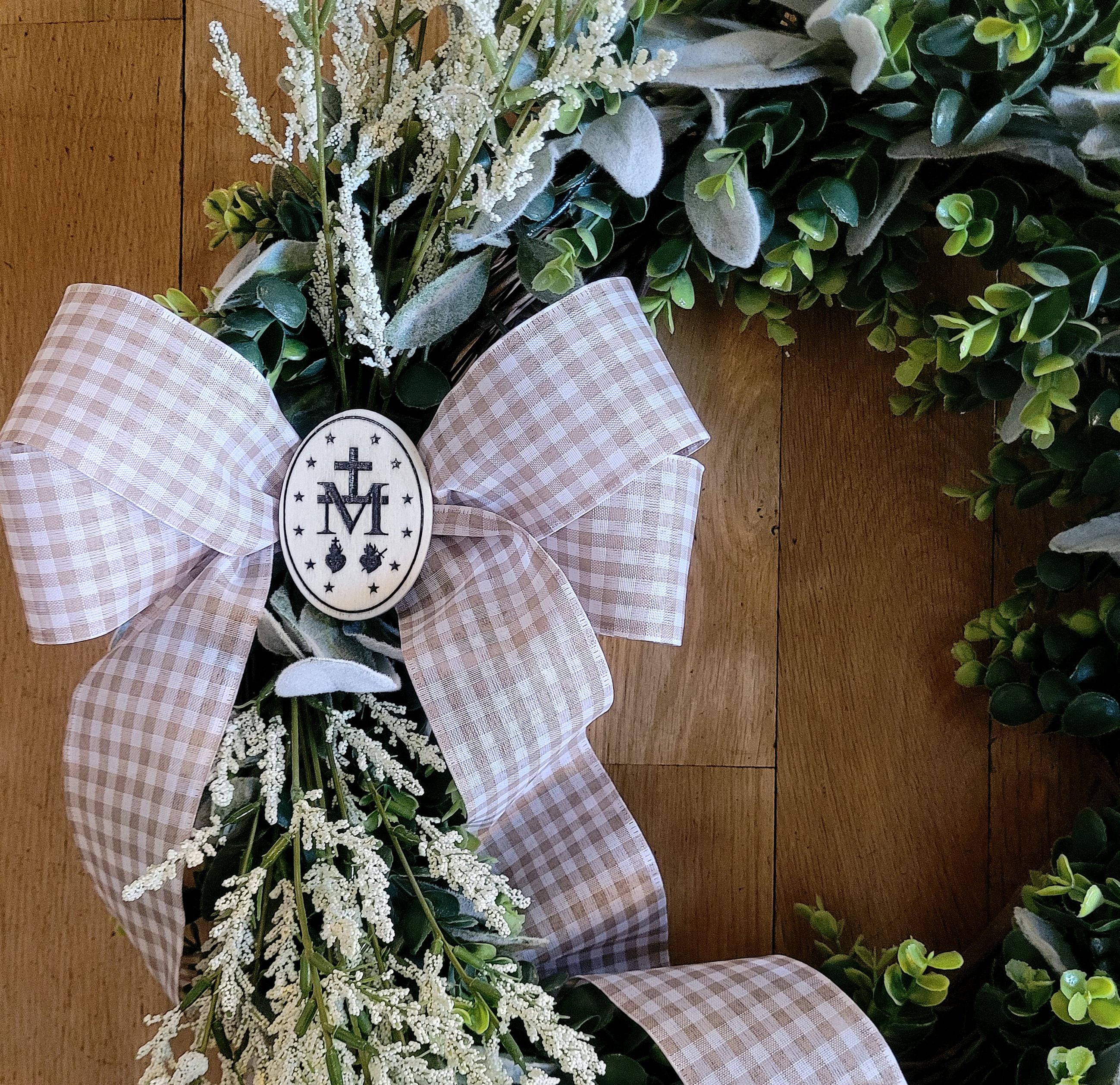 Year Round Lamb's Ear Wreath Catholic Home Decor Christian Gift Idea ...