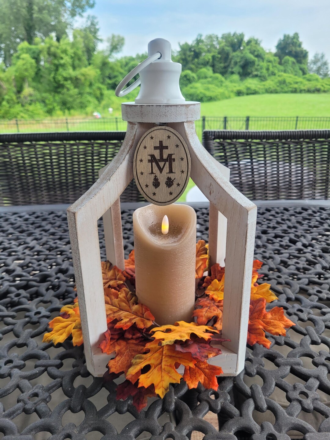 Fall Miraculous Medal Lantern Catholic Home Decor Virgin Mary Candle ...