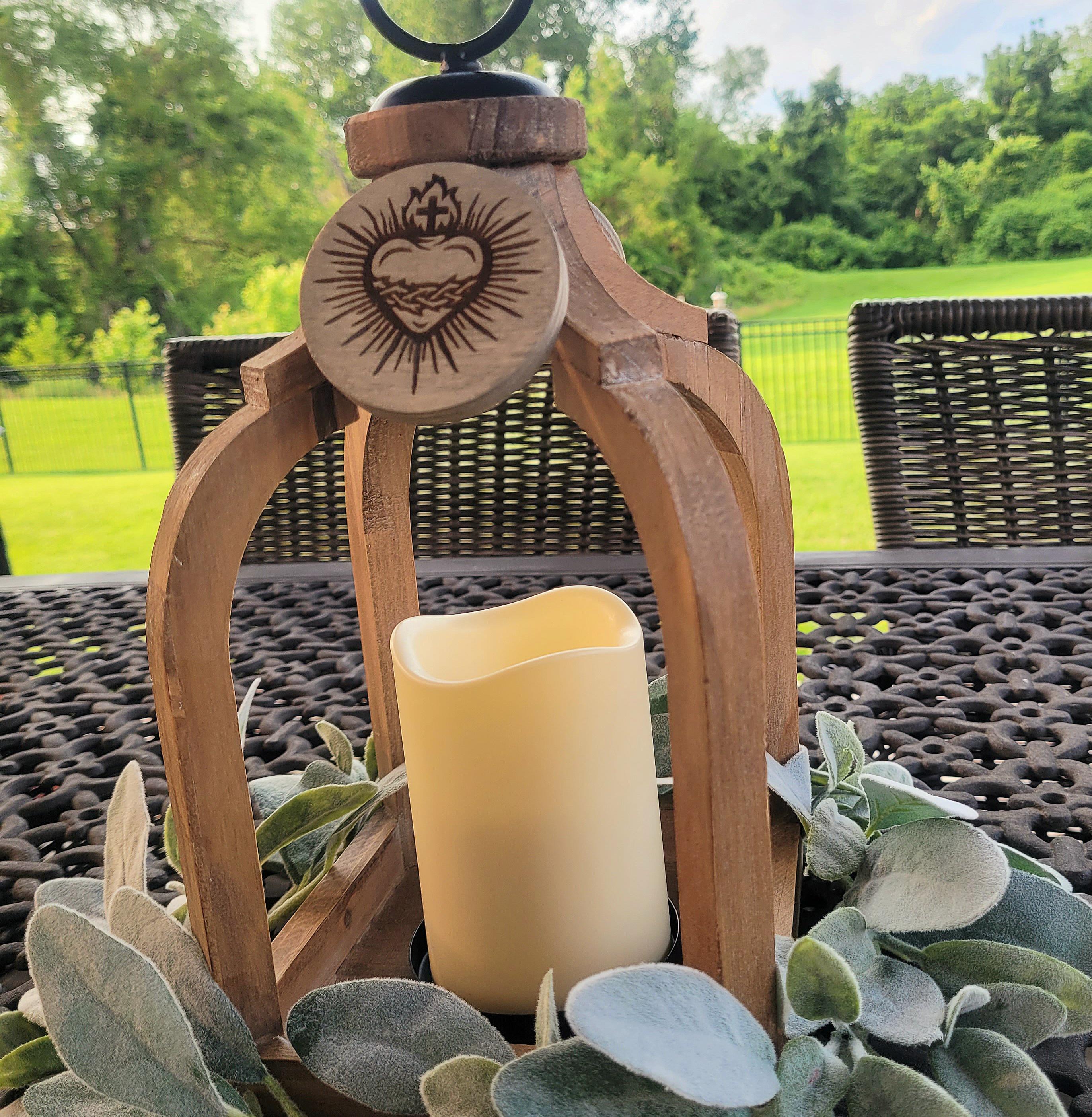 Rustic Sacred Heart of Jesus Lantern Catholic Home Decor Immaculate ...