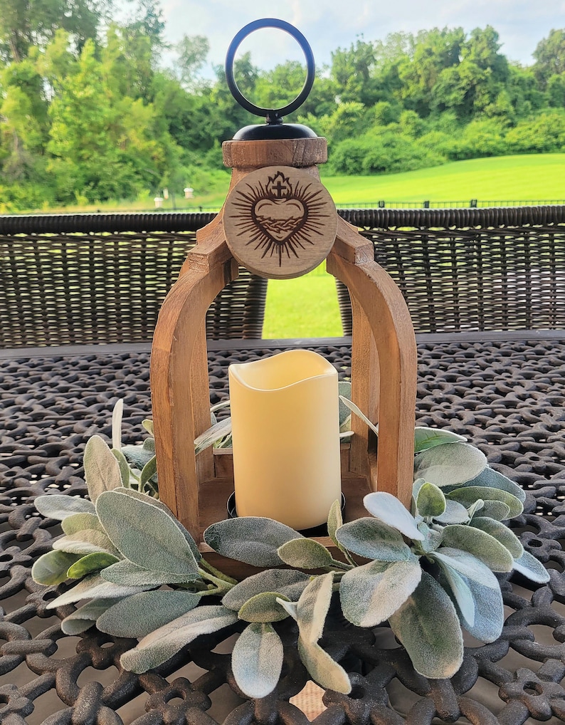 Rustic Sacred Heart of Jesus Lantern Catholic Home Decor Immaculate ...
