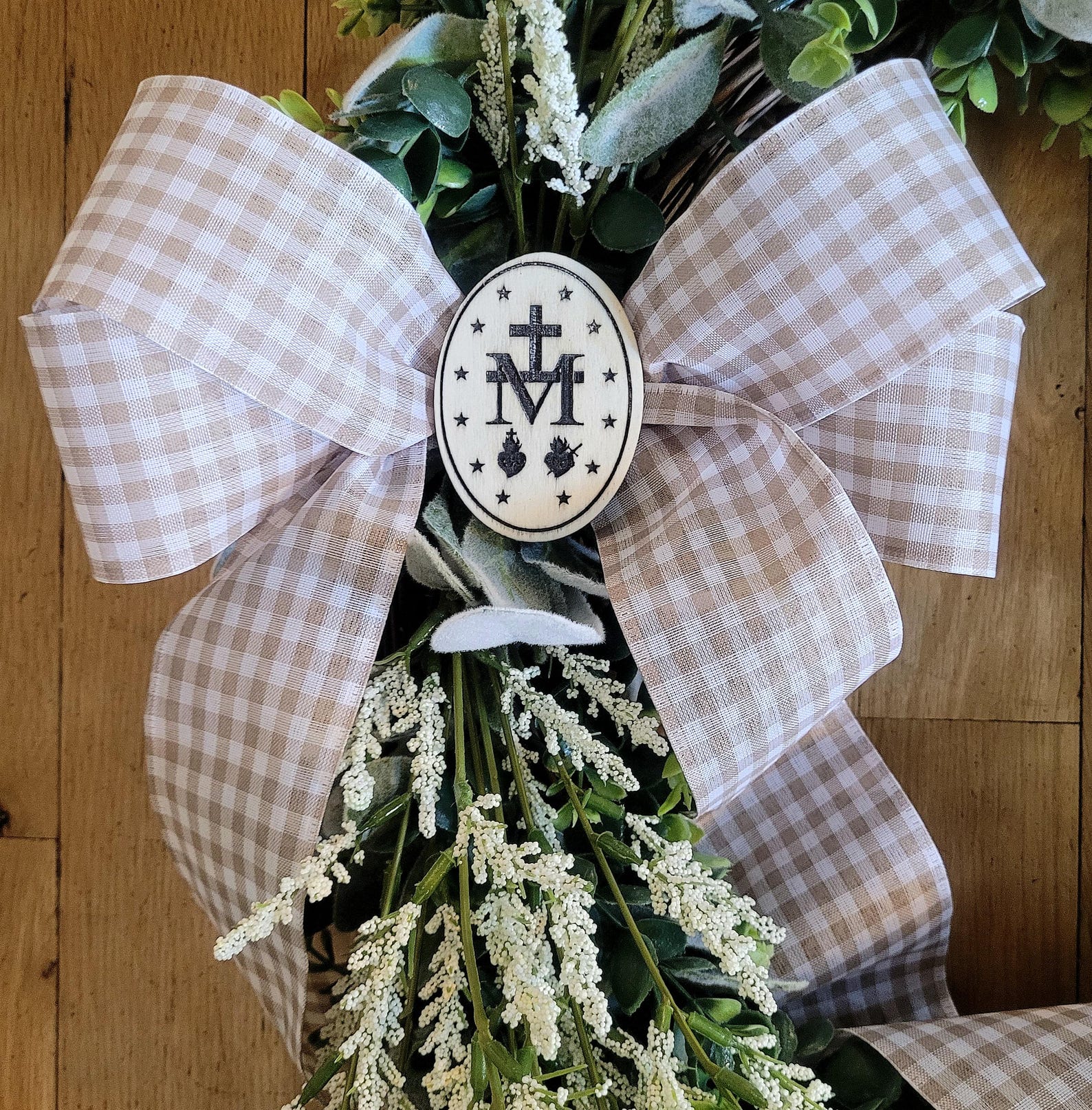 Year Round Lamb's Ear Wreath Catholic Home Decor Christian Gift Idea ...
