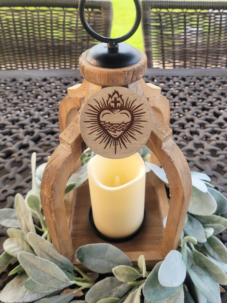 Rustic Sacred Heart of Jesus Lantern Catholic Home Decor Immaculate ...
