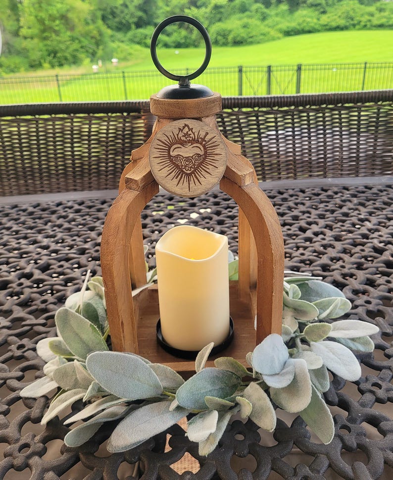 Rustic Sacred Heart of Jesus Lantern Catholic Home Decor Immaculate ...