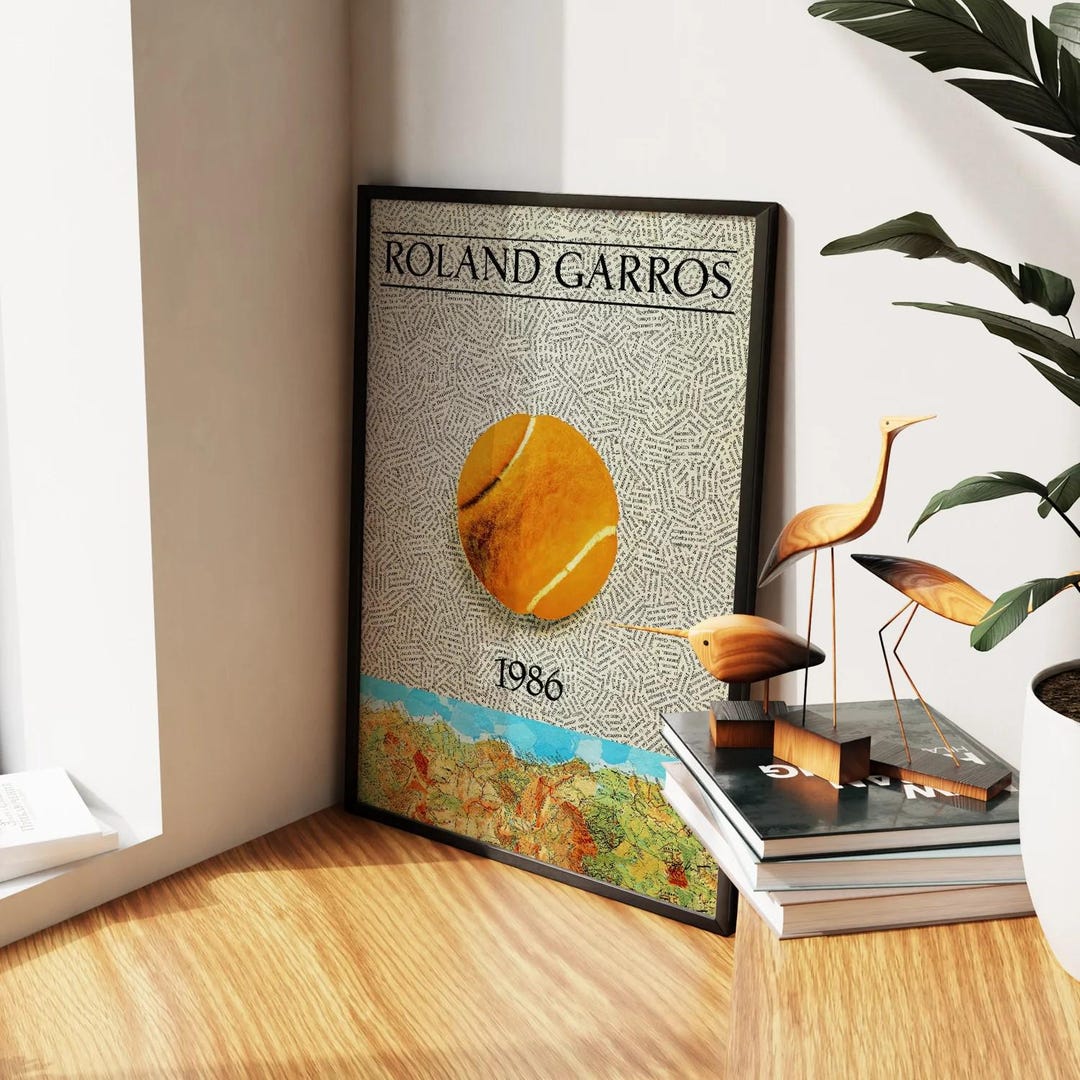 1986 Tennis Map – Roland Garros Series - You Choose Frame Color - Etsy