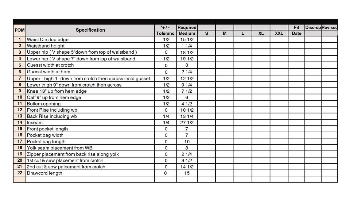 9 PAGES Fashion Measurement Guide - Garment Specification Sheet in PDF ...