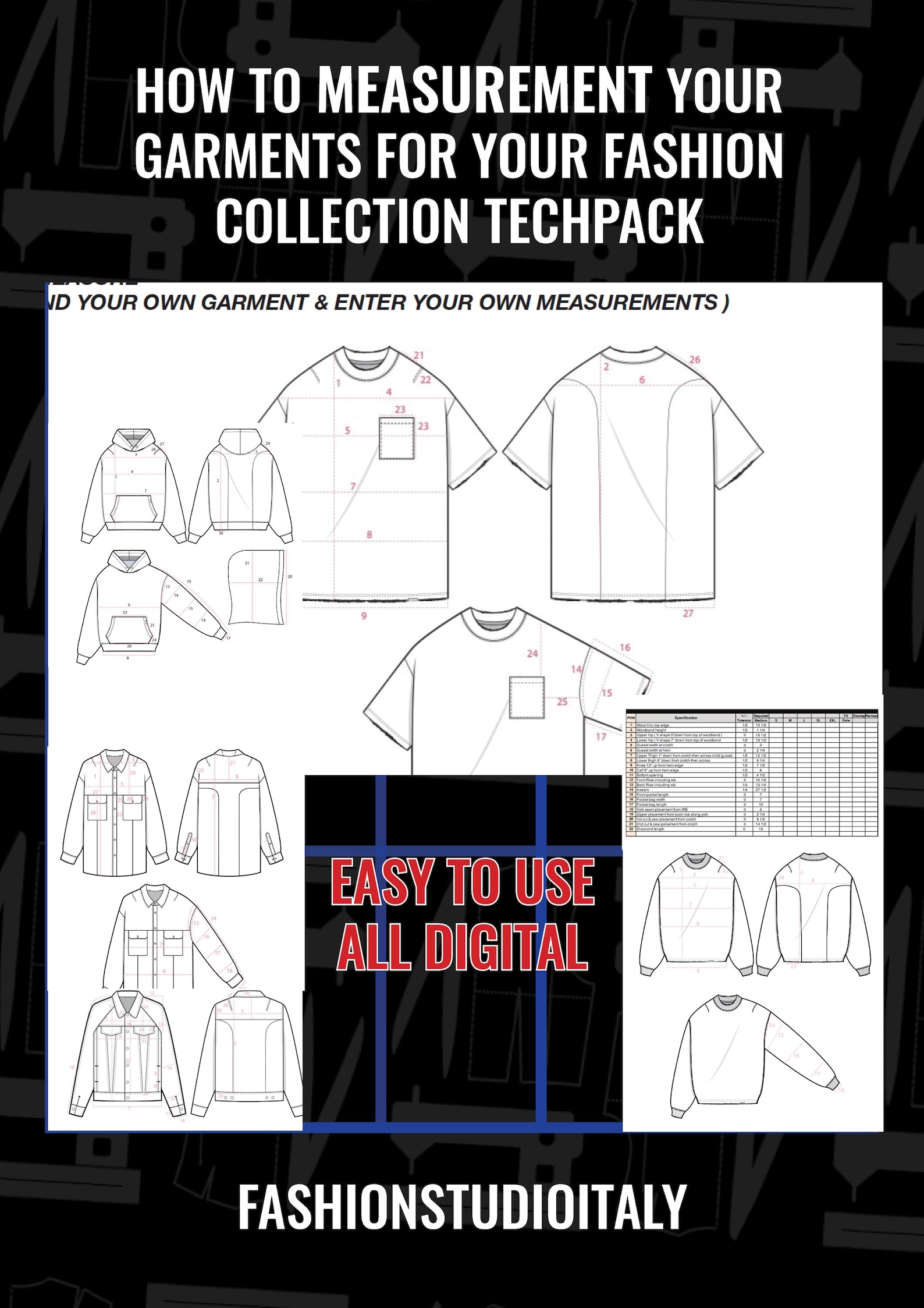 9 PAGES Fashion Measurement Guide - Garment Specification Sheet in PDF ...