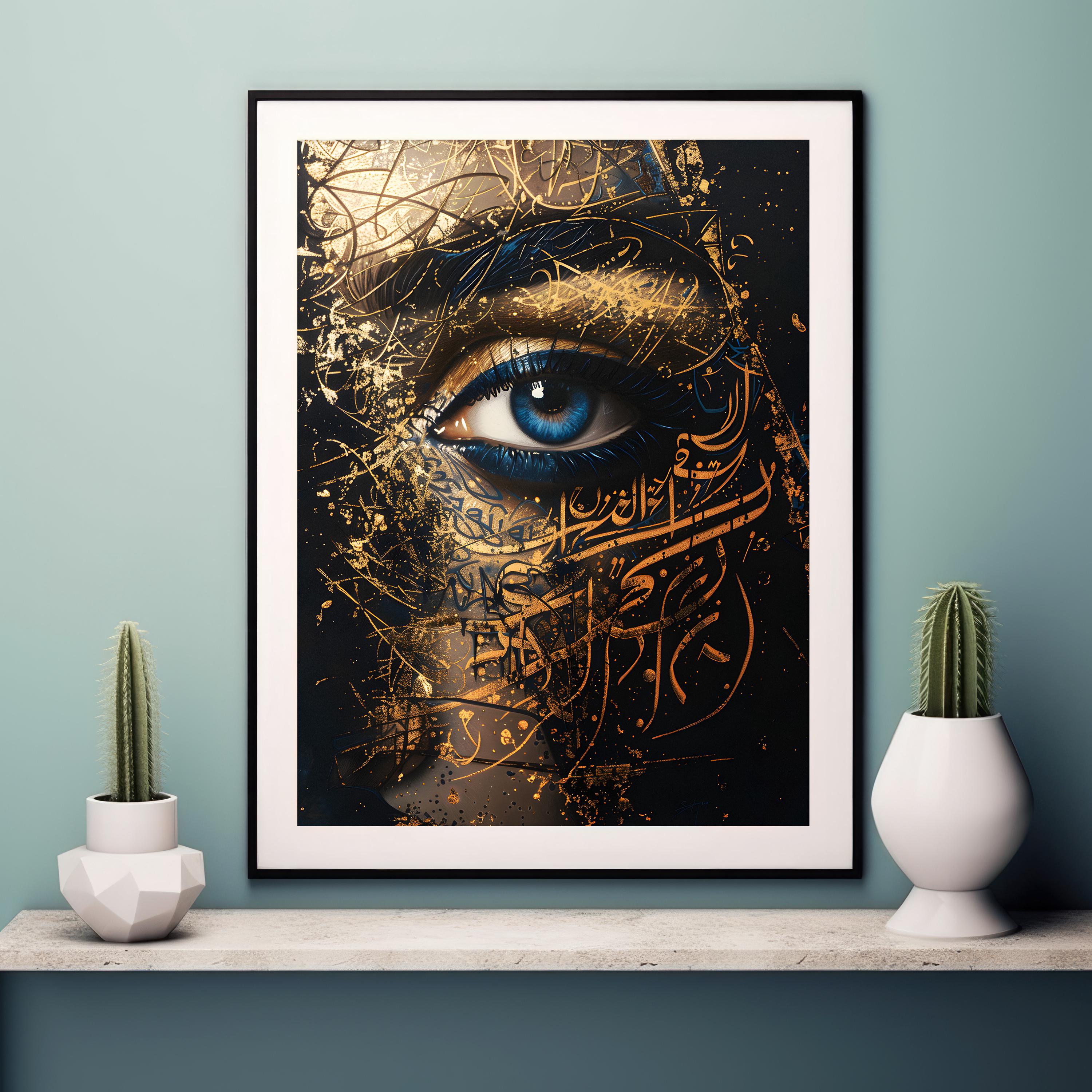 Artistic Eye Wall Art, Eye Design Canvas Decor, Golden Crying Eye ...