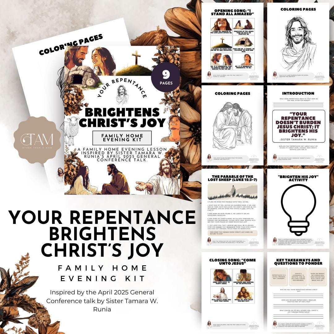 LDS FHE Kit | Your Repentance Doesn’t Burden Jesus Christ; It Brightens ...