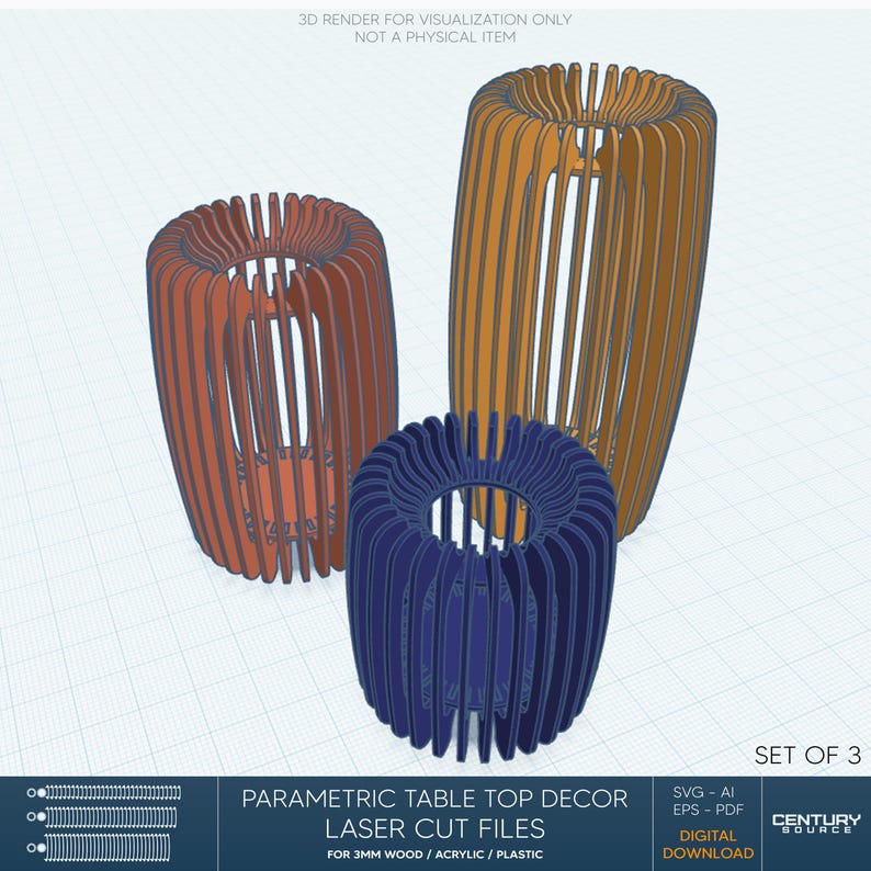Parametric Tabletop Decor Set of 3: Laser Cut Files (digital Download ...