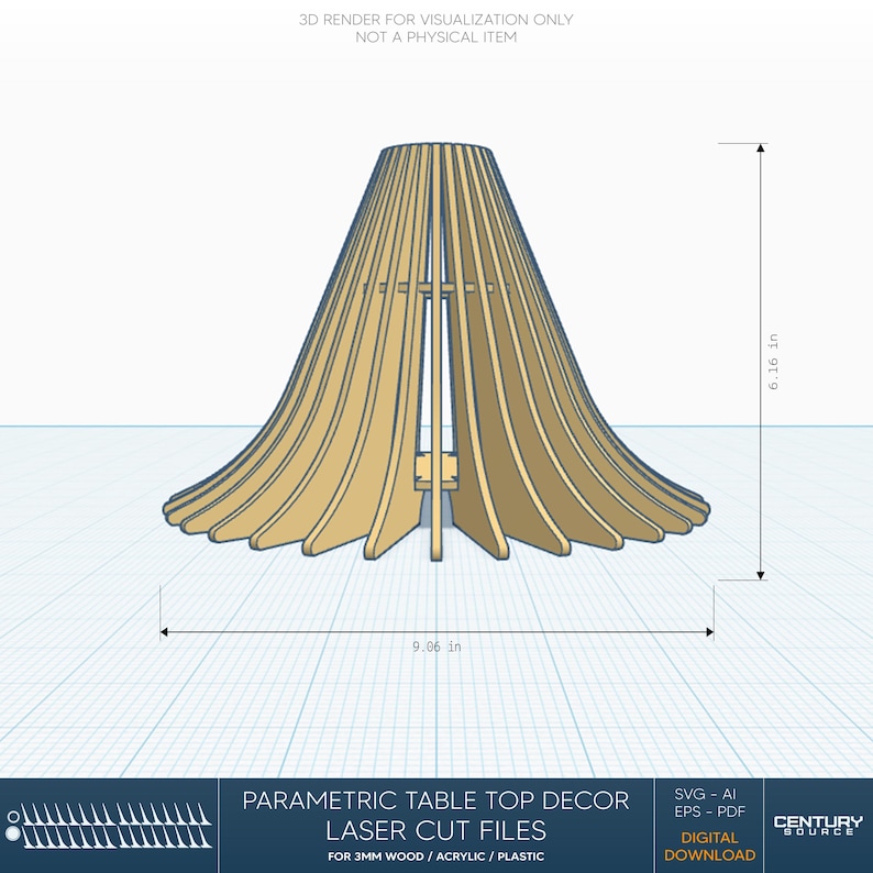 Parametric Tabletop Vase: Laser Cut Files for 3mm Wood (digital ...
