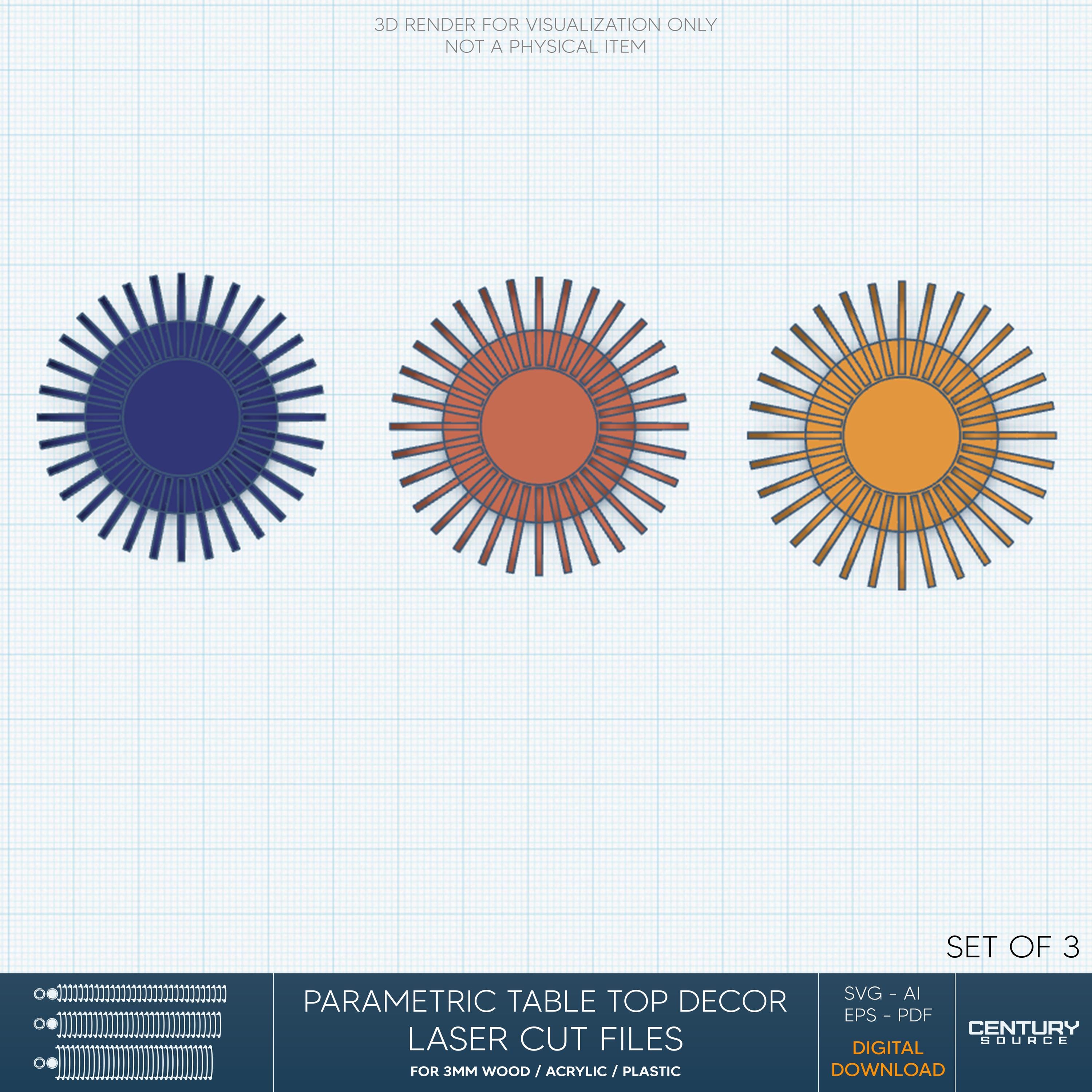 Parametric Tabletop Decor Set of 3: Laser Cut Files (digital Download ...