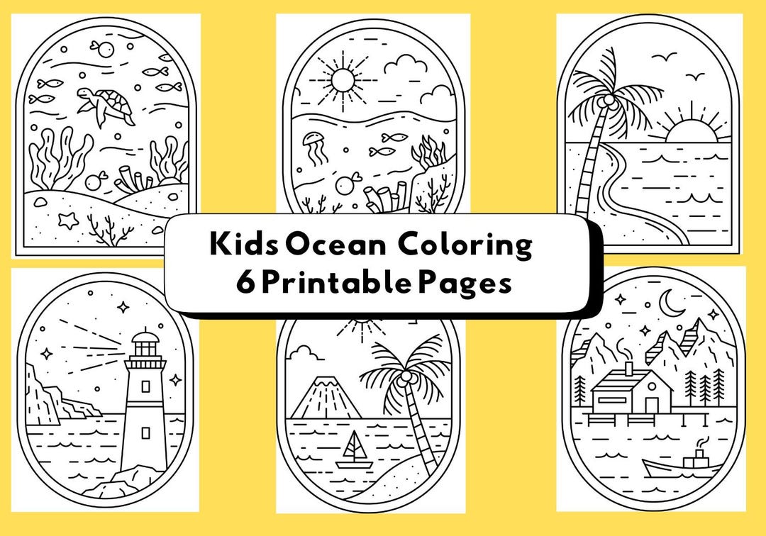 Printable Fun Ocean Theme Coloring Pages for Kids!- 6 Pages 8.5x11 ...