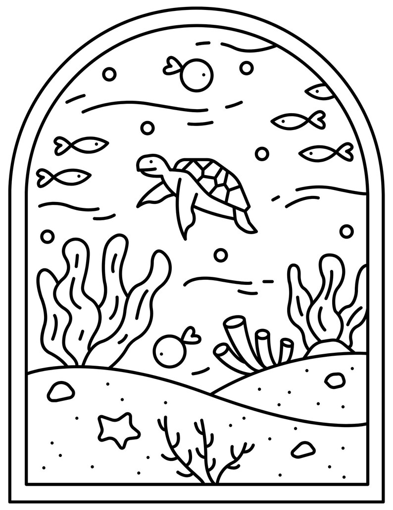 Printable Fun Ocean Theme Coloring Pages for Kids!- 6 Pages 8.5x11 ...