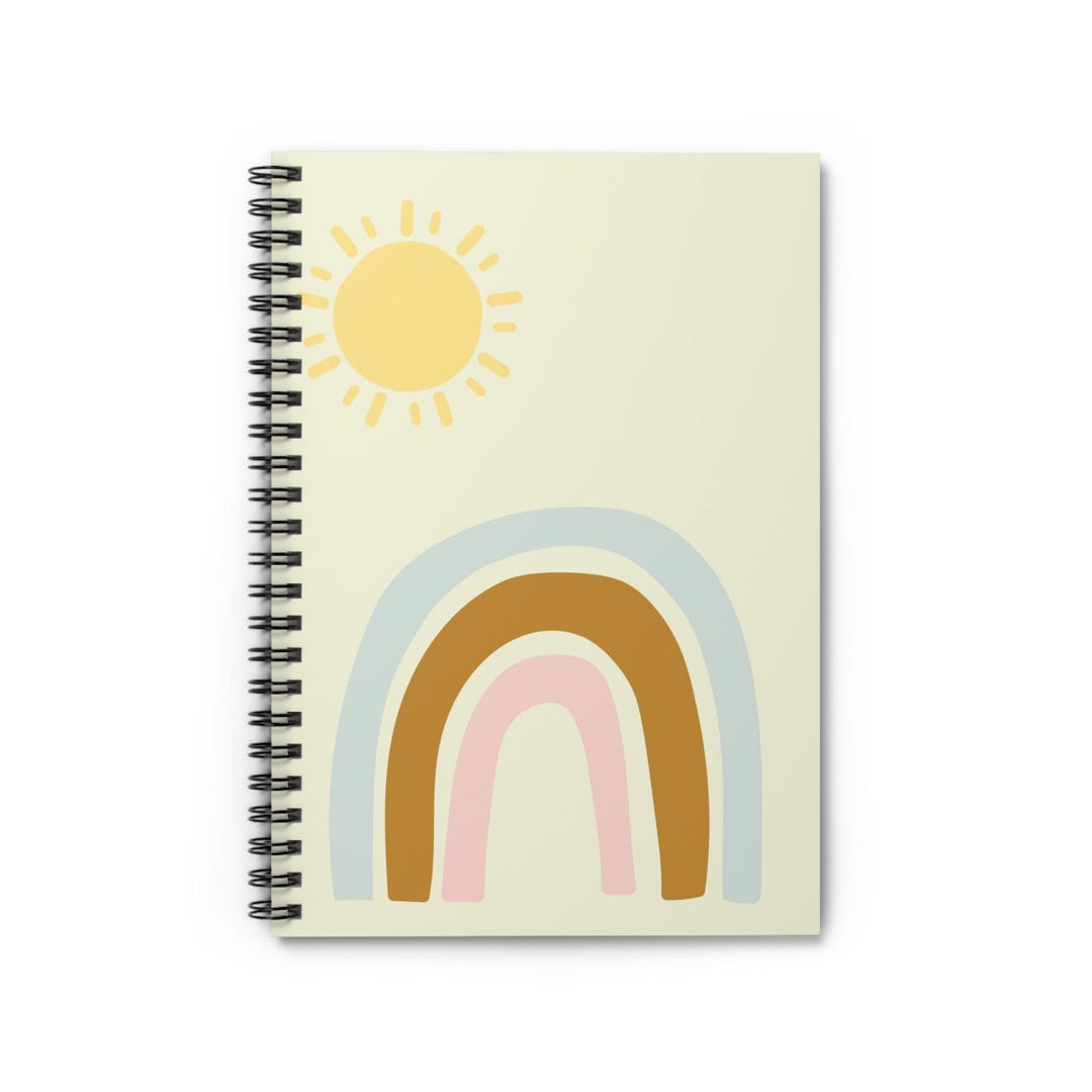 Sunny Rainbow Spiral Notebook - Cute Creative Journal, Gift for ...