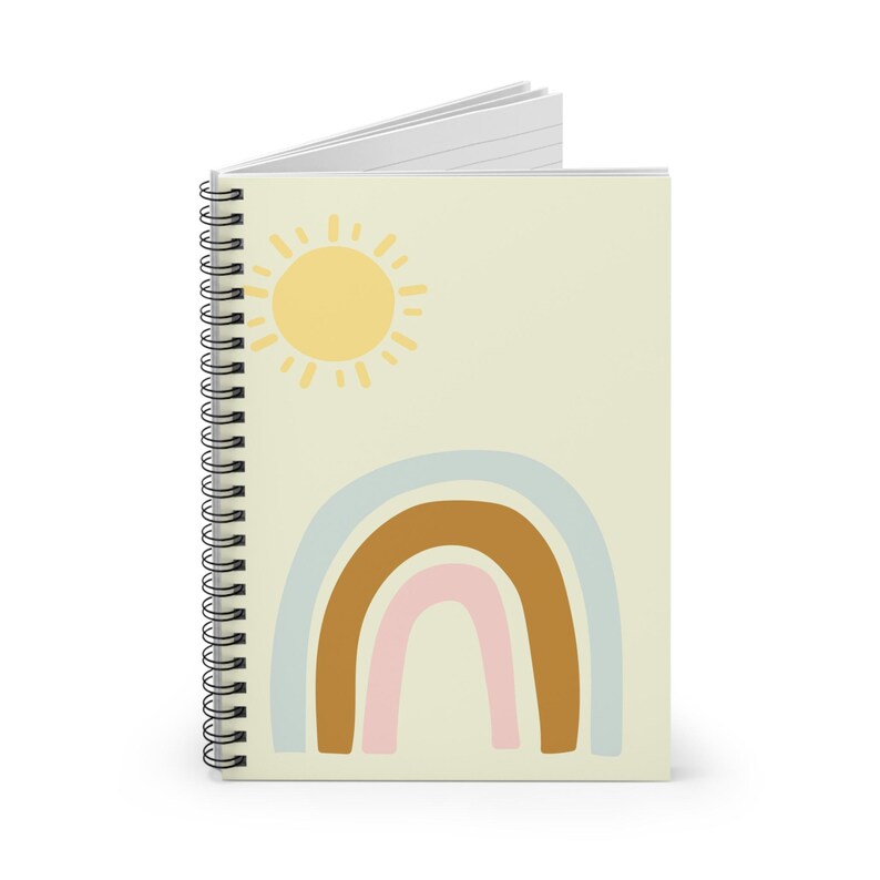 Sunny Rainbow Spiral Notebook - Cute Creative Journal, Gift for ...