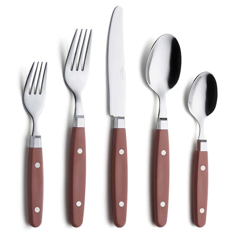 ANNOVA Silverware Set 20 Pieces Stainless Steel Color Handle With Rivet ...