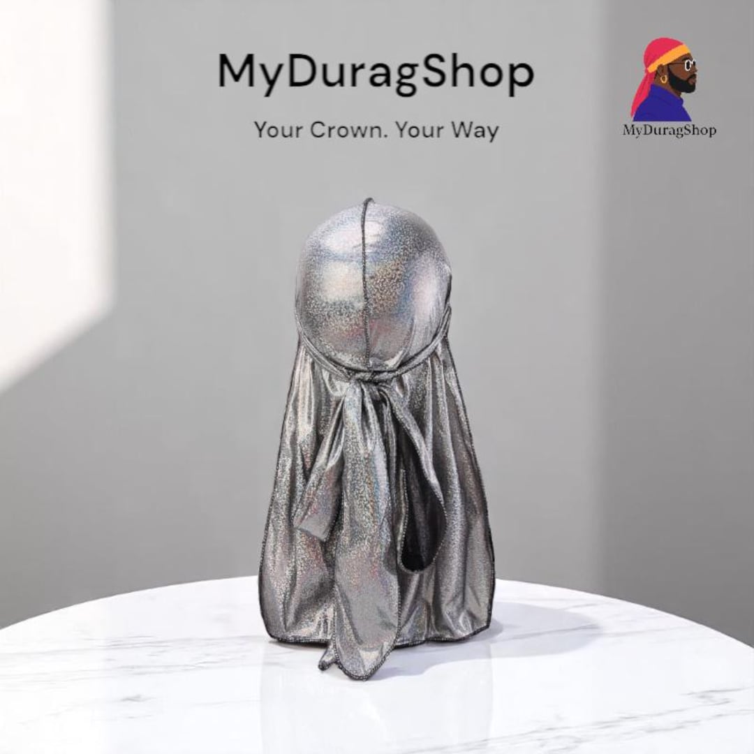 Men’s Silky Sparkly Durag – Extra Long Tail Satin Du-rag, Shiny Turban ...