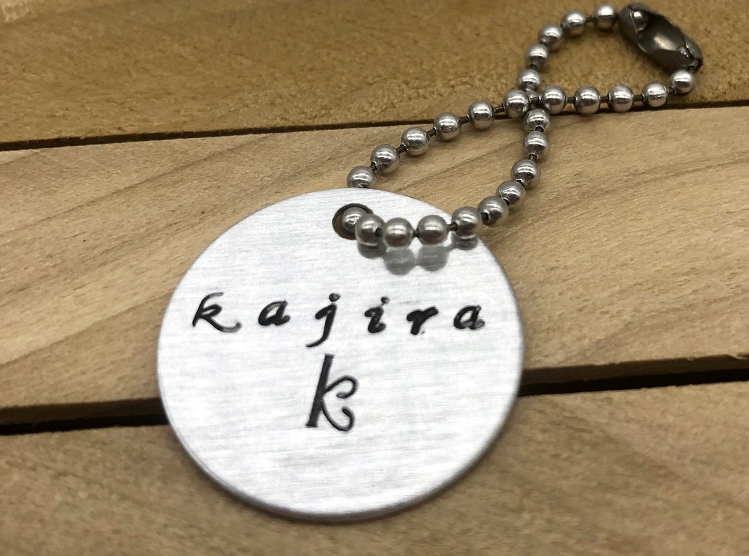 Gorean Kajira With Kef Handstamped Keychain, BDSM Collar Tag, Slave Tag ...