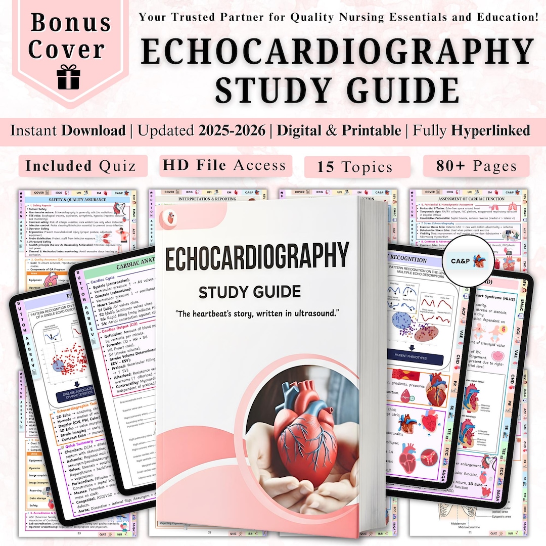 Echocardiography Study Guide PDF | 80 Pages Heart Ultrasound Review for ...